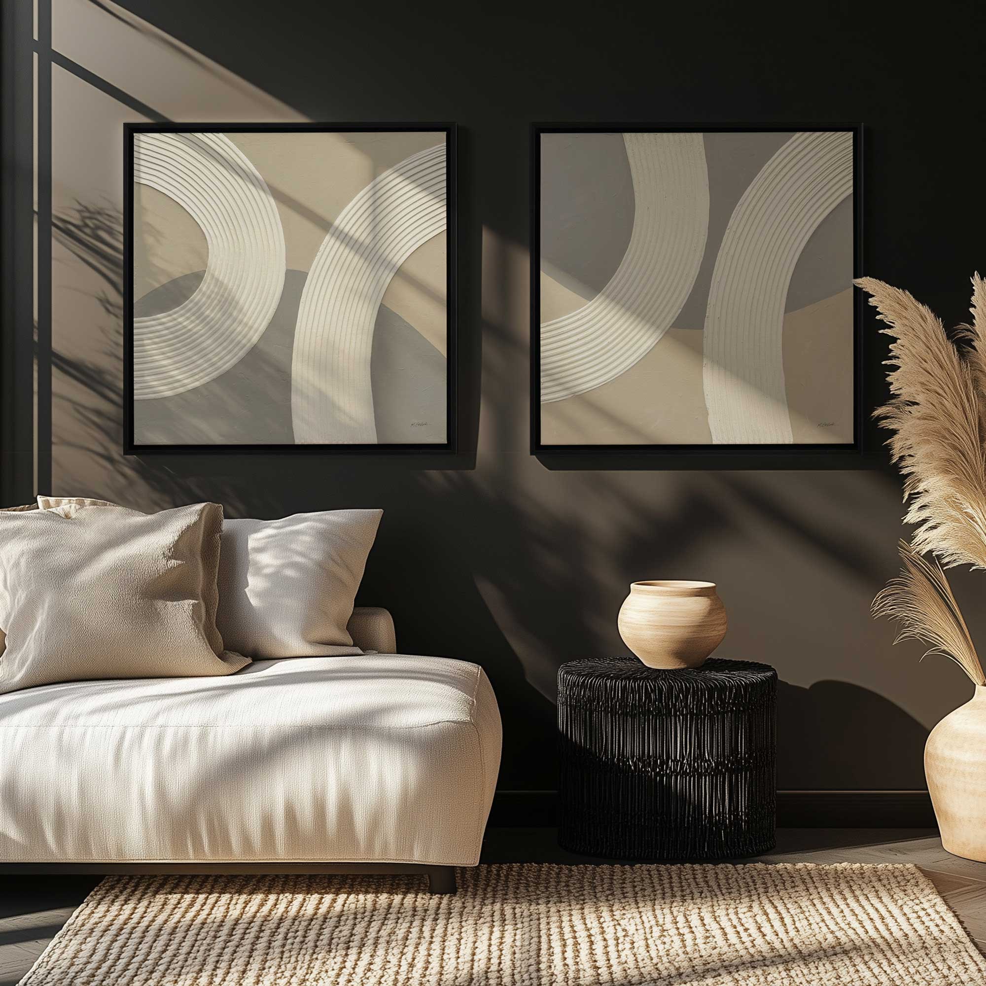 Rhythm in Neutral Shades, Set of 2 Prints on Canvas – Frametolia.