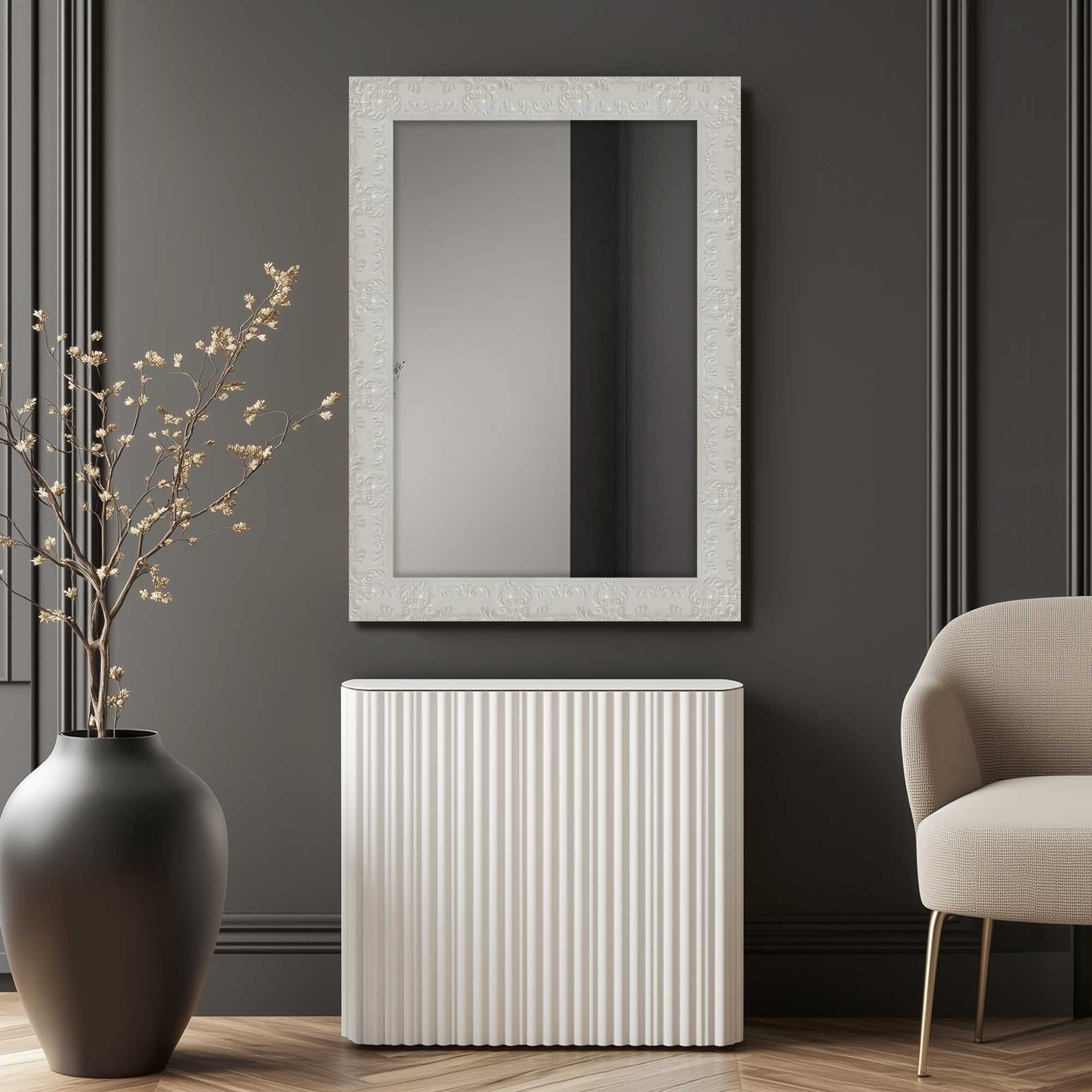 Electric White Regal Ornate Wall Mirror – Frametolia.