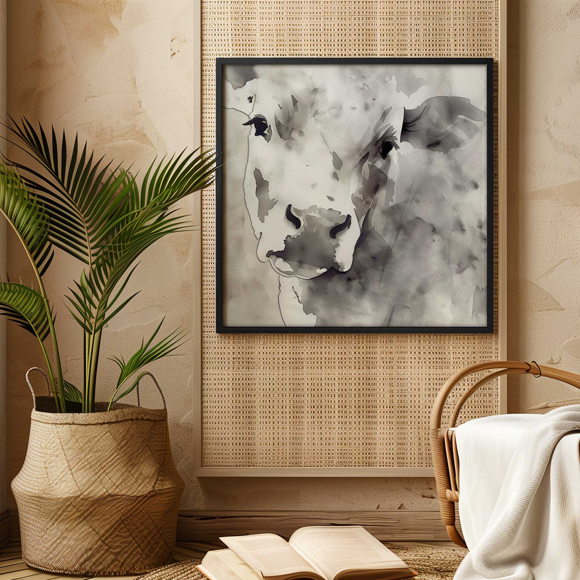 Monochrome Abstract Cow I Print – Frametolia.
