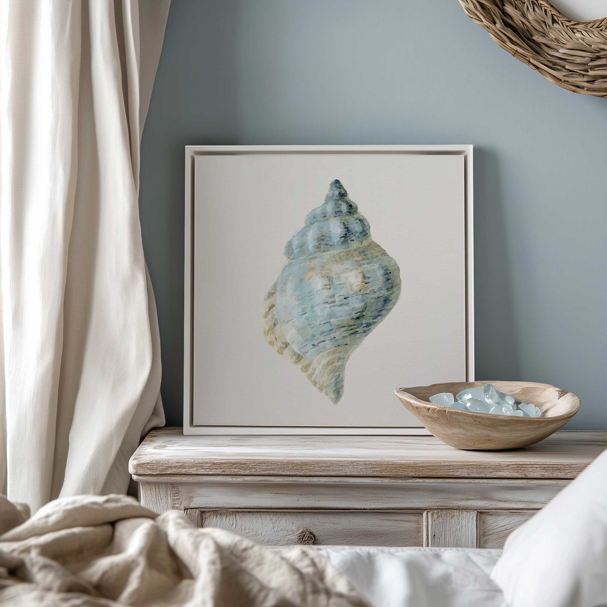 Blue Conch Shell Print on Canvas – Frametolia.