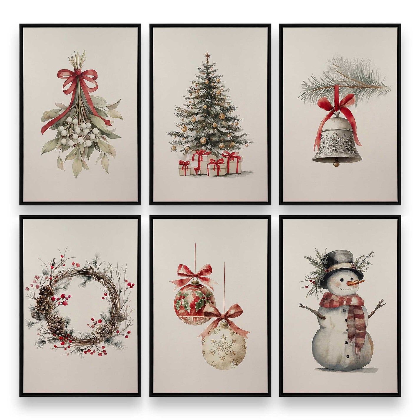 Yuletide Treasures, Set of 6 Prints on Canvas – Frametolia.