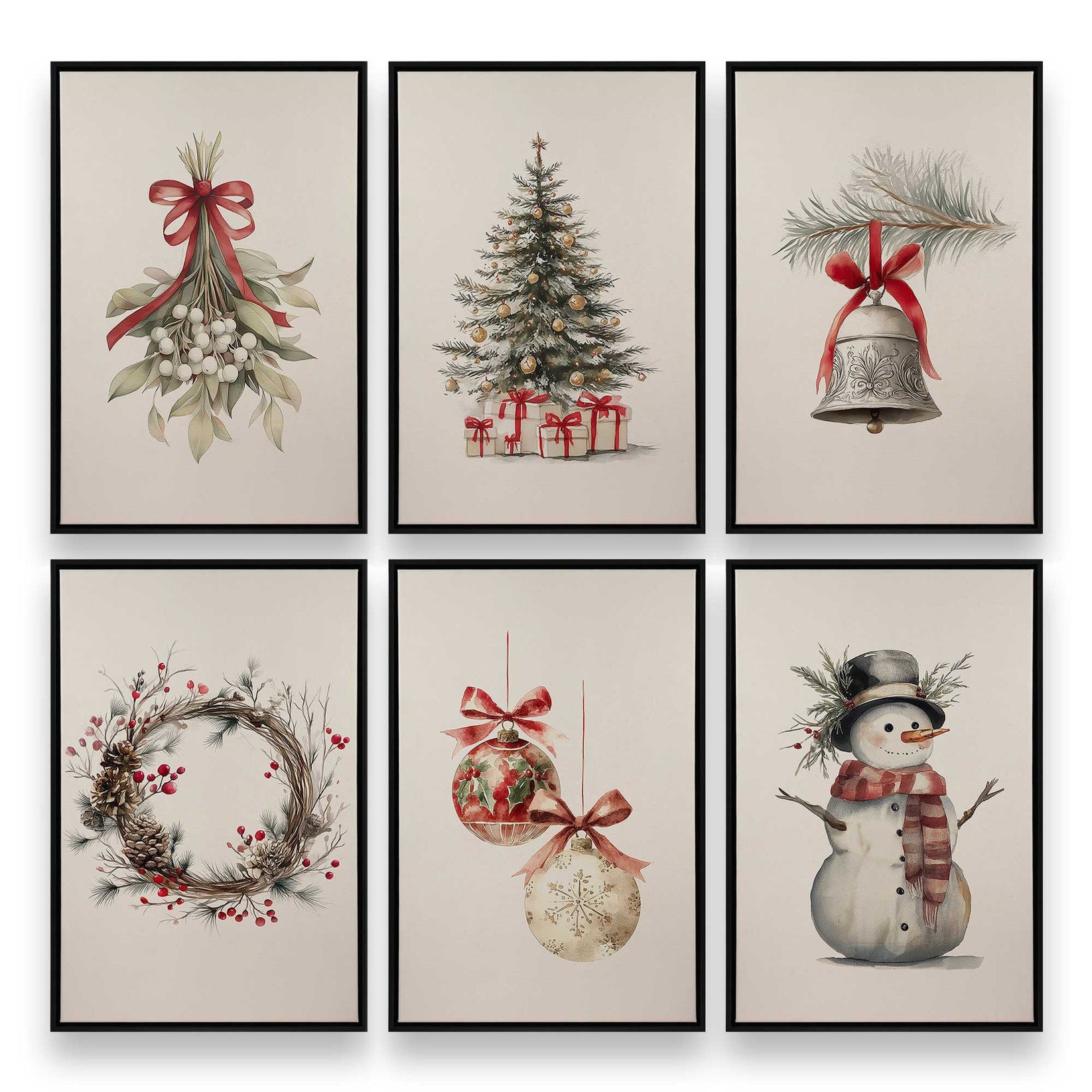 Yuletide Treasures, Set of 6 Prints on Canvas – Frametolia.