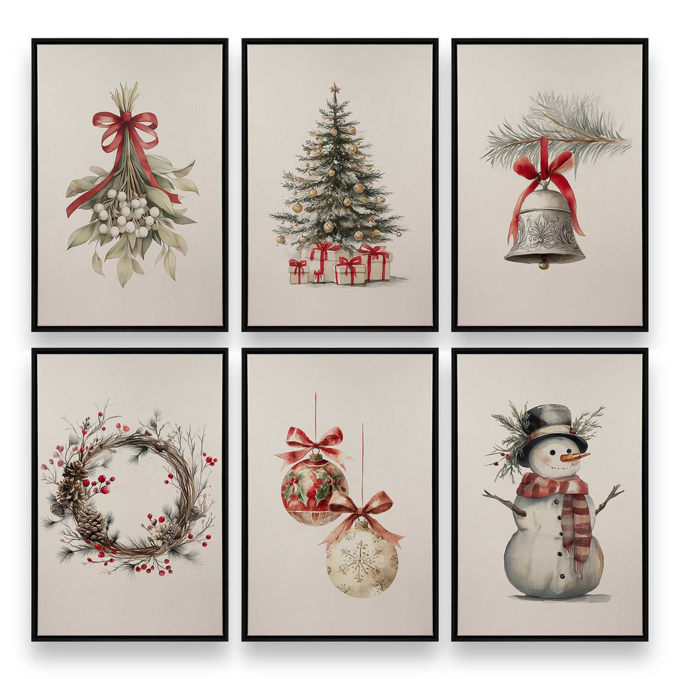 Yuletide Treasures, Set of 6 Prints on Canvas – Frametolia.