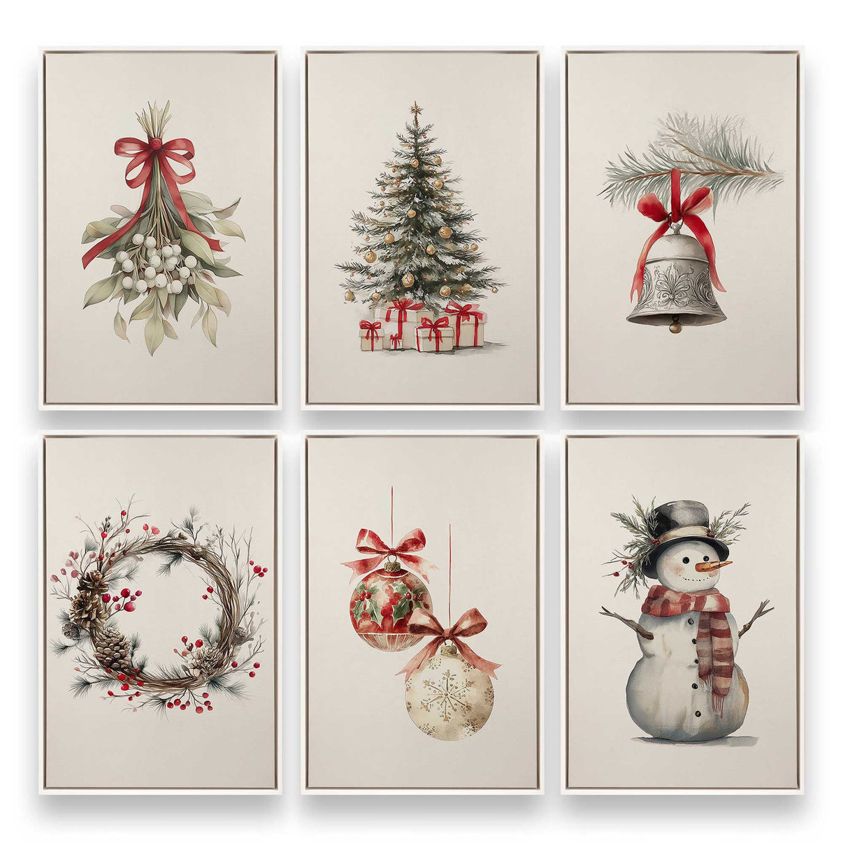 Yuletide Treasures, Set of 6 Prints on Canvas – Frametolia.