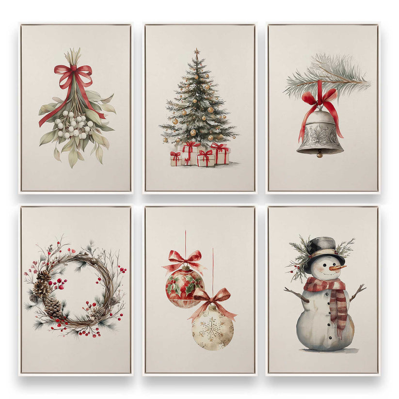 Yuletide Treasures, Set of 6 Prints on Canvas – Frametolia.