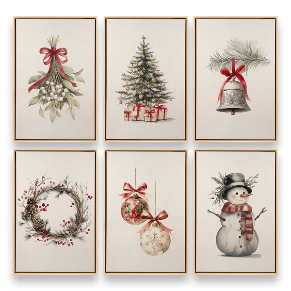 Yuletide Treasures, Set of 6 Prints on Canvas – Frametolia.