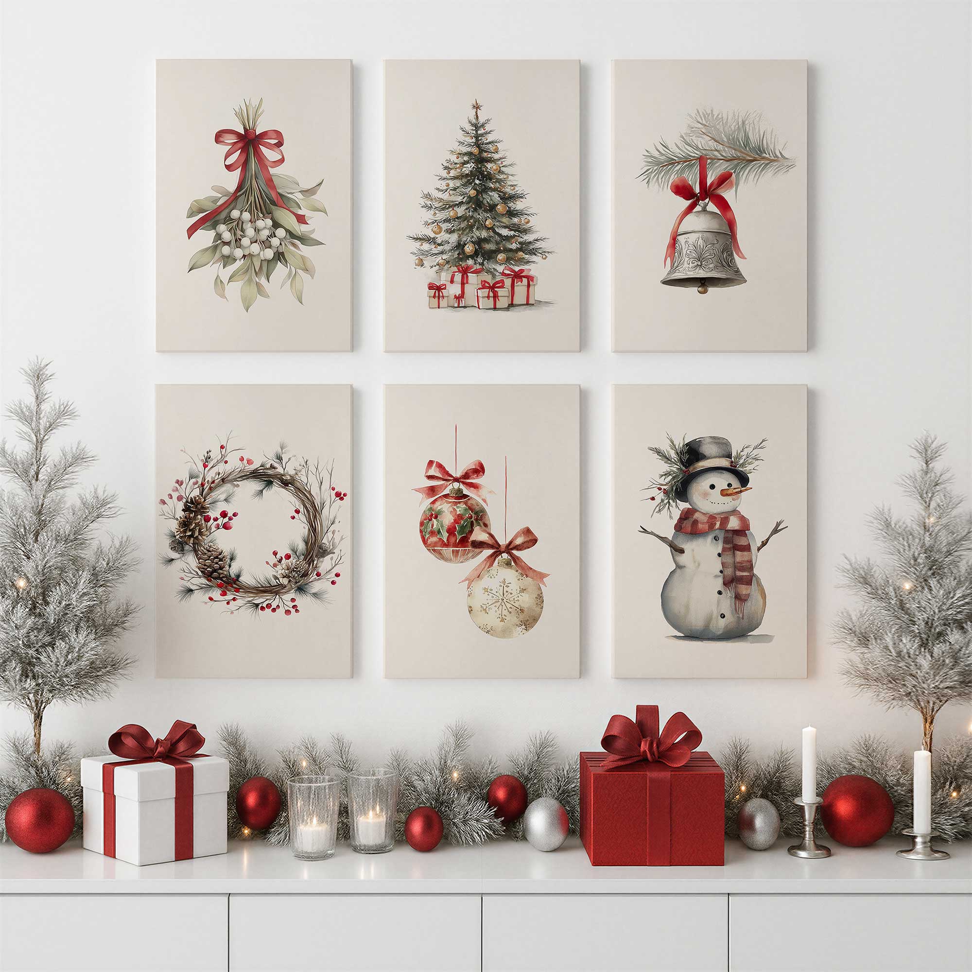 Yuletide Treasures, Set of 6 Prints on Canvas – Frametolia.