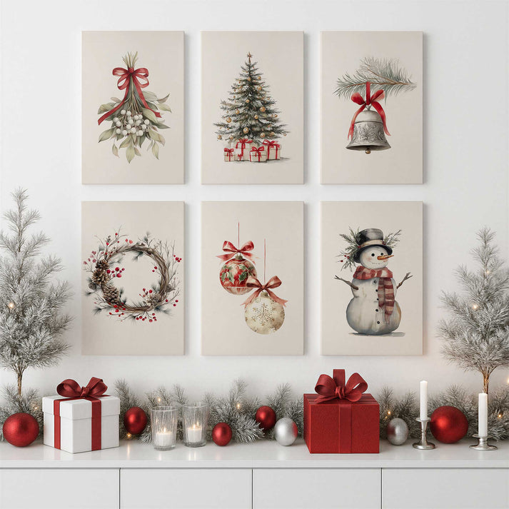 Yuletide Treasures, Set of 6 Prints on Canvas – Frametolia.